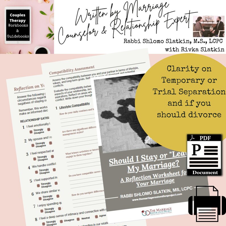 Self Discovery Journal Prompts for Marriage Help Stay or Go Separation ...
