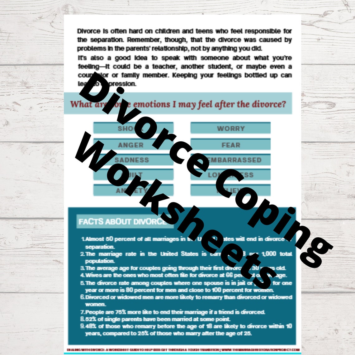 Kids Divorce Resources Coping Skills Worksheets Mental Health - Etsy