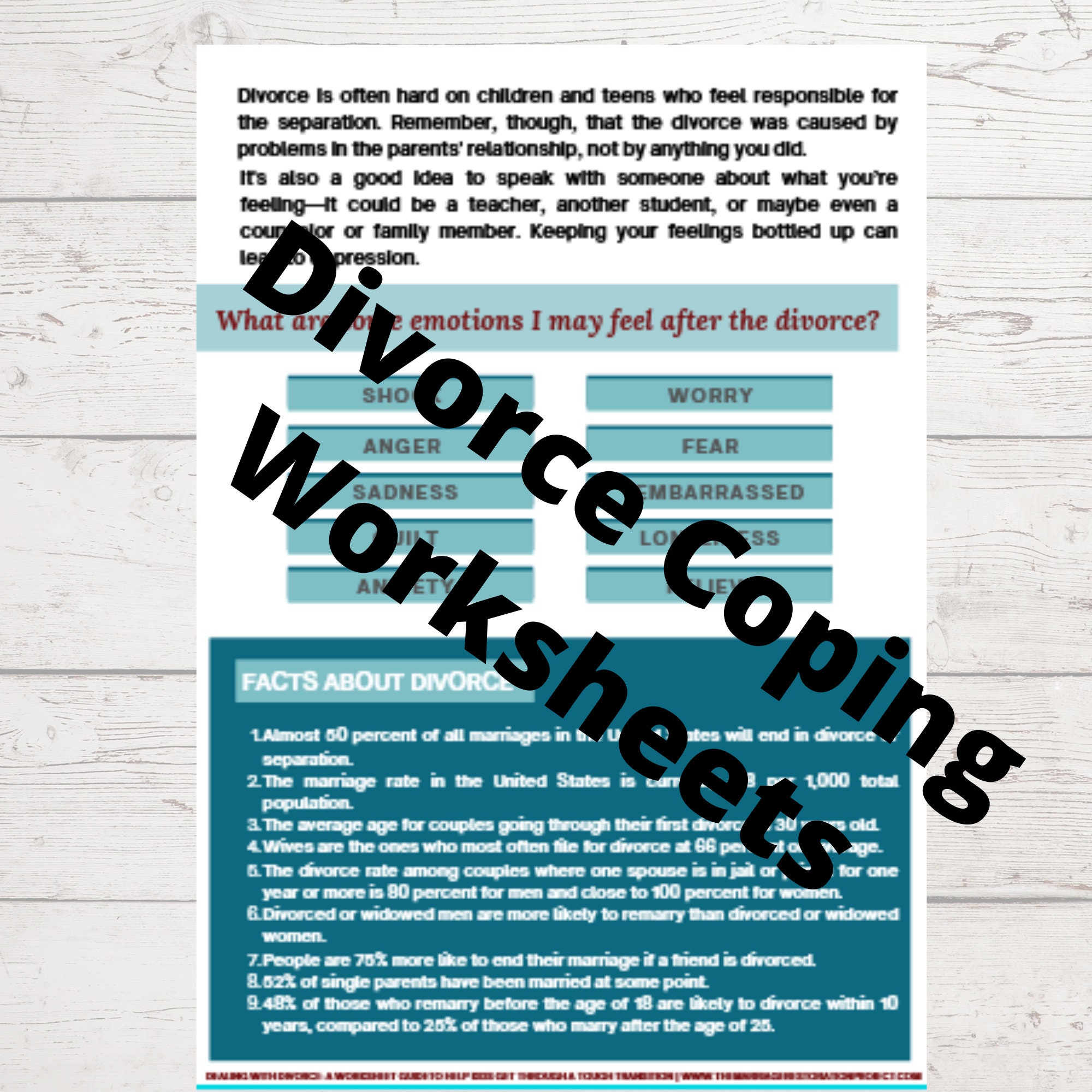 Kids Divorce Resources Coping Skills Worksheets Mental Health - Etsy