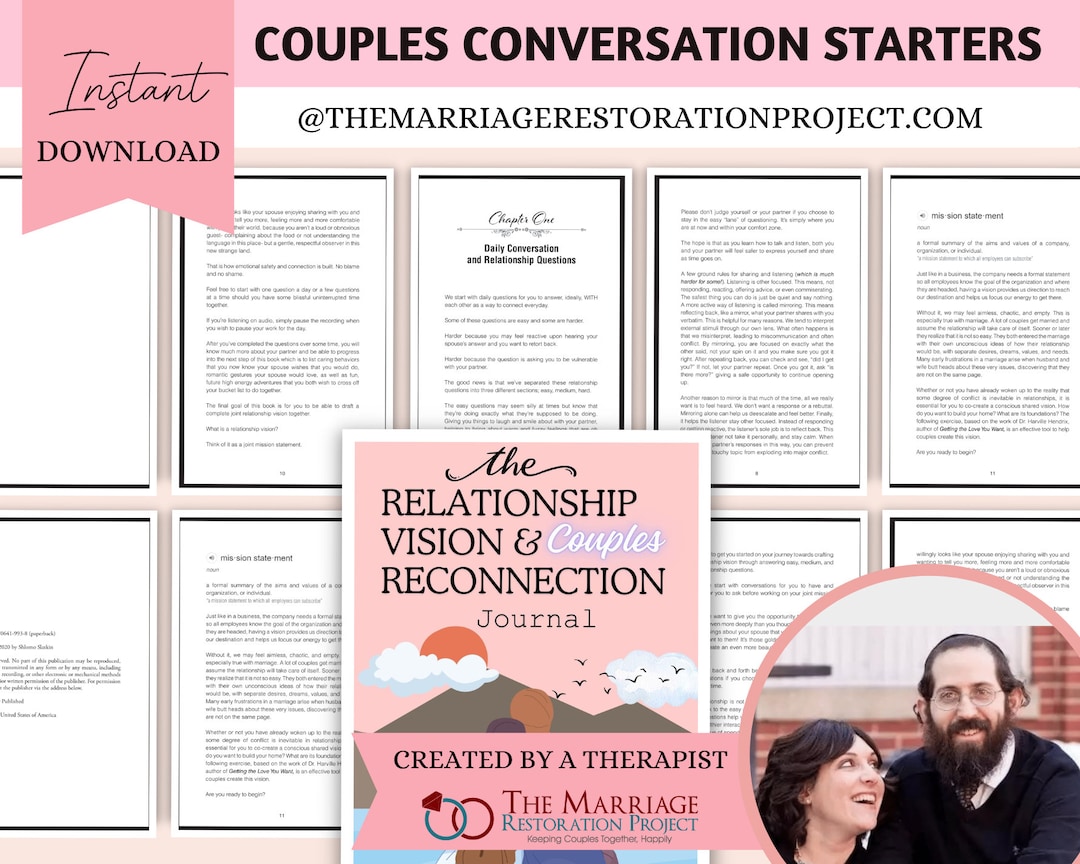 Couples Conversation Starter Journal: Relationship Vision ...