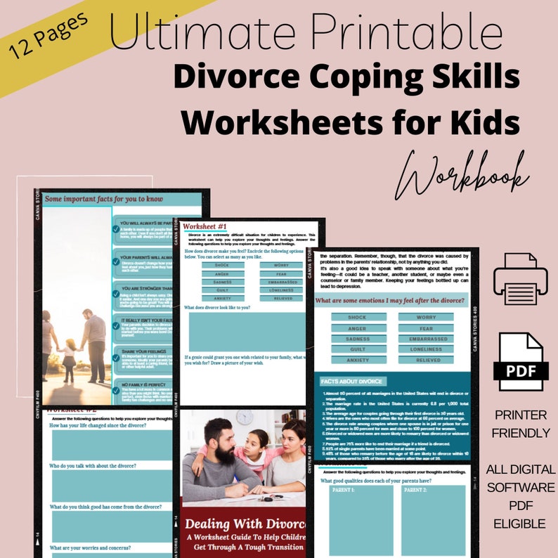 Kids Divorce Resources Coping Skills Worksheets Mental Health ...