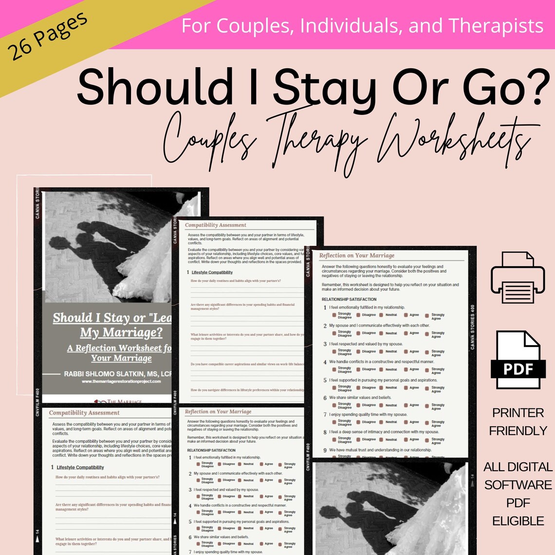 Self Discovery Journal Prompts for Marriage Help Stay or Go Separation ...