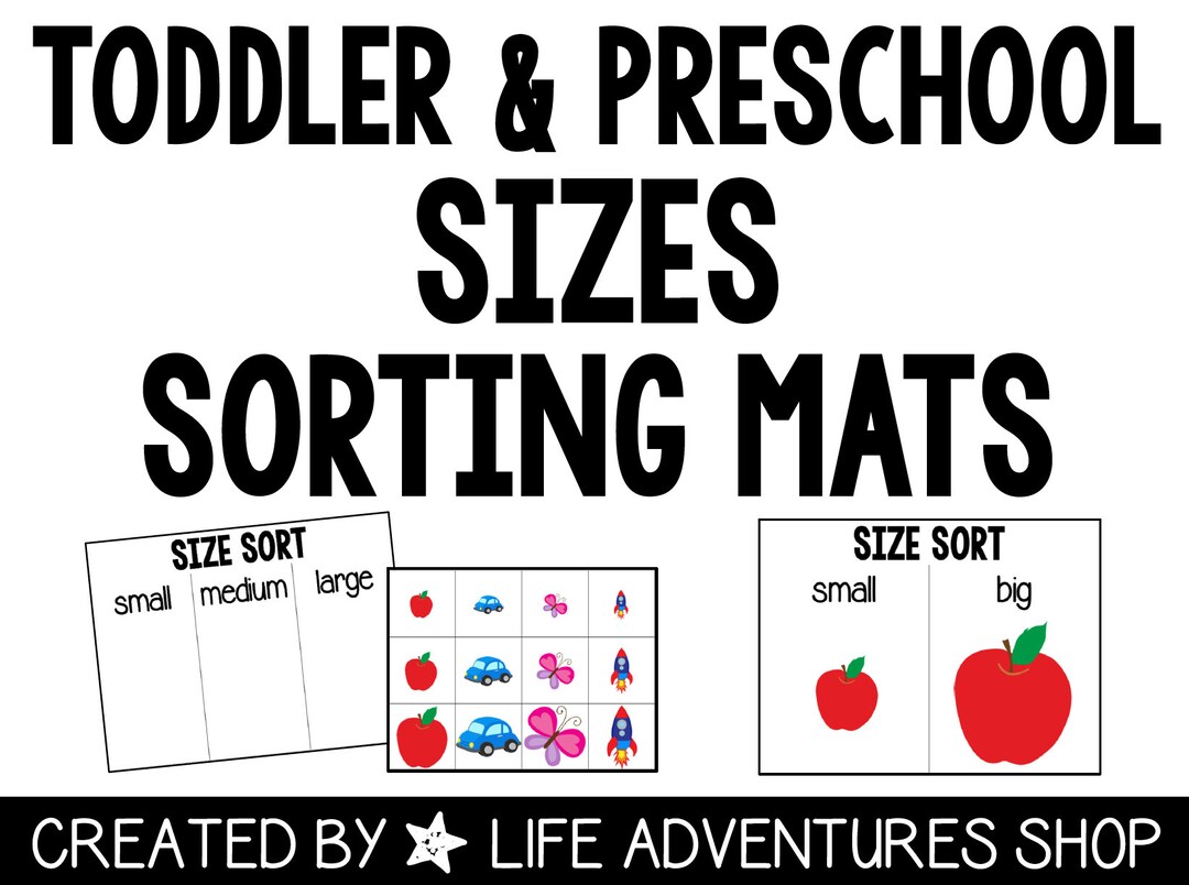 Sizes Toddler and Preschool Sorting Mat - Etsy