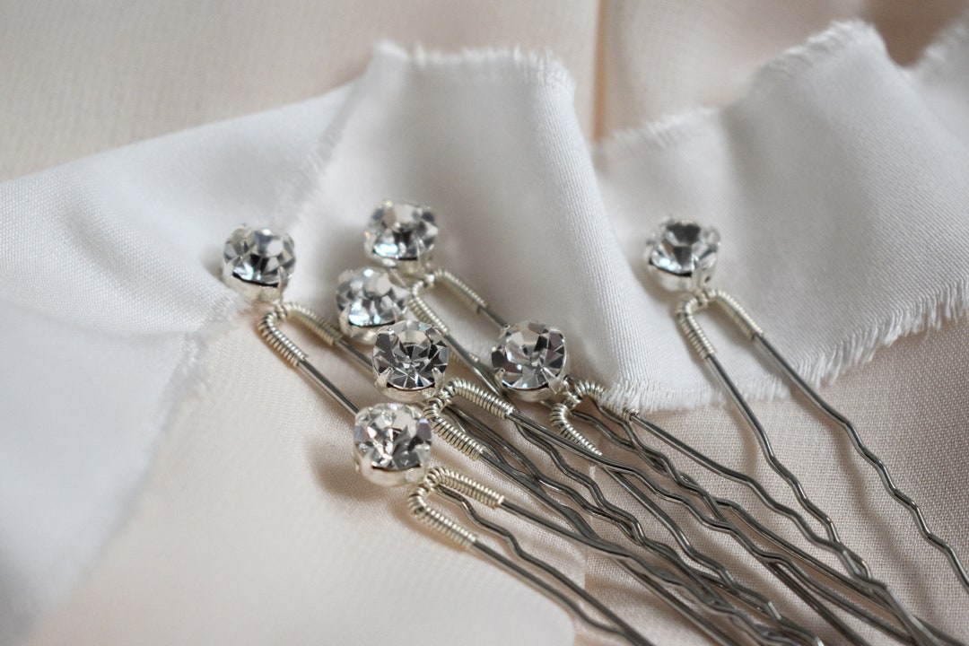 Crystal Hair Pins, Silver Bridal Hair Pins, Crystal Wedding Headpiece ...