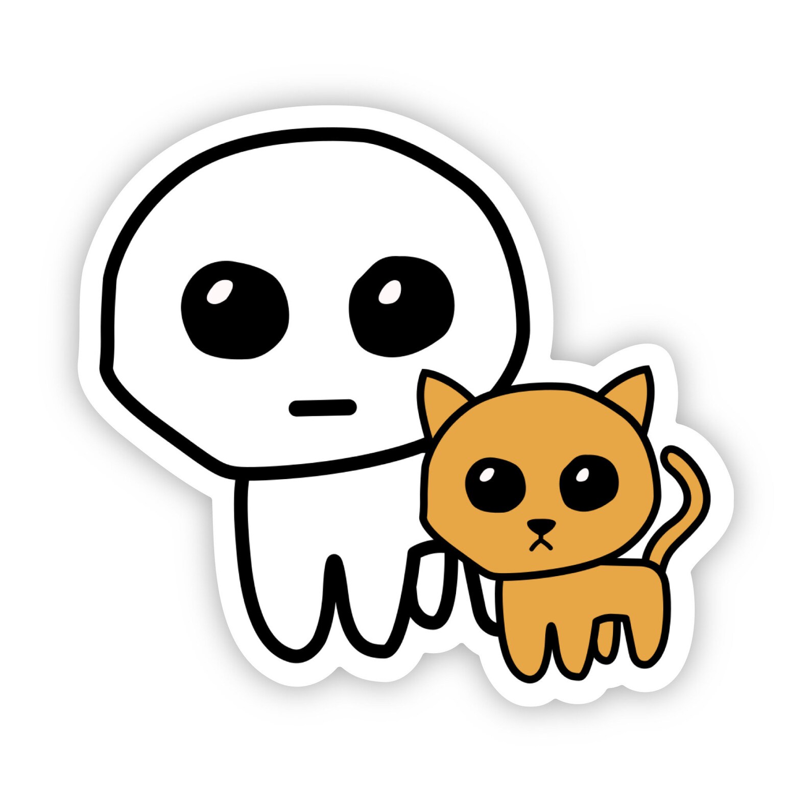 TBH Creature With Cat - Autism Creature Sticker (single Color) - Etsy
