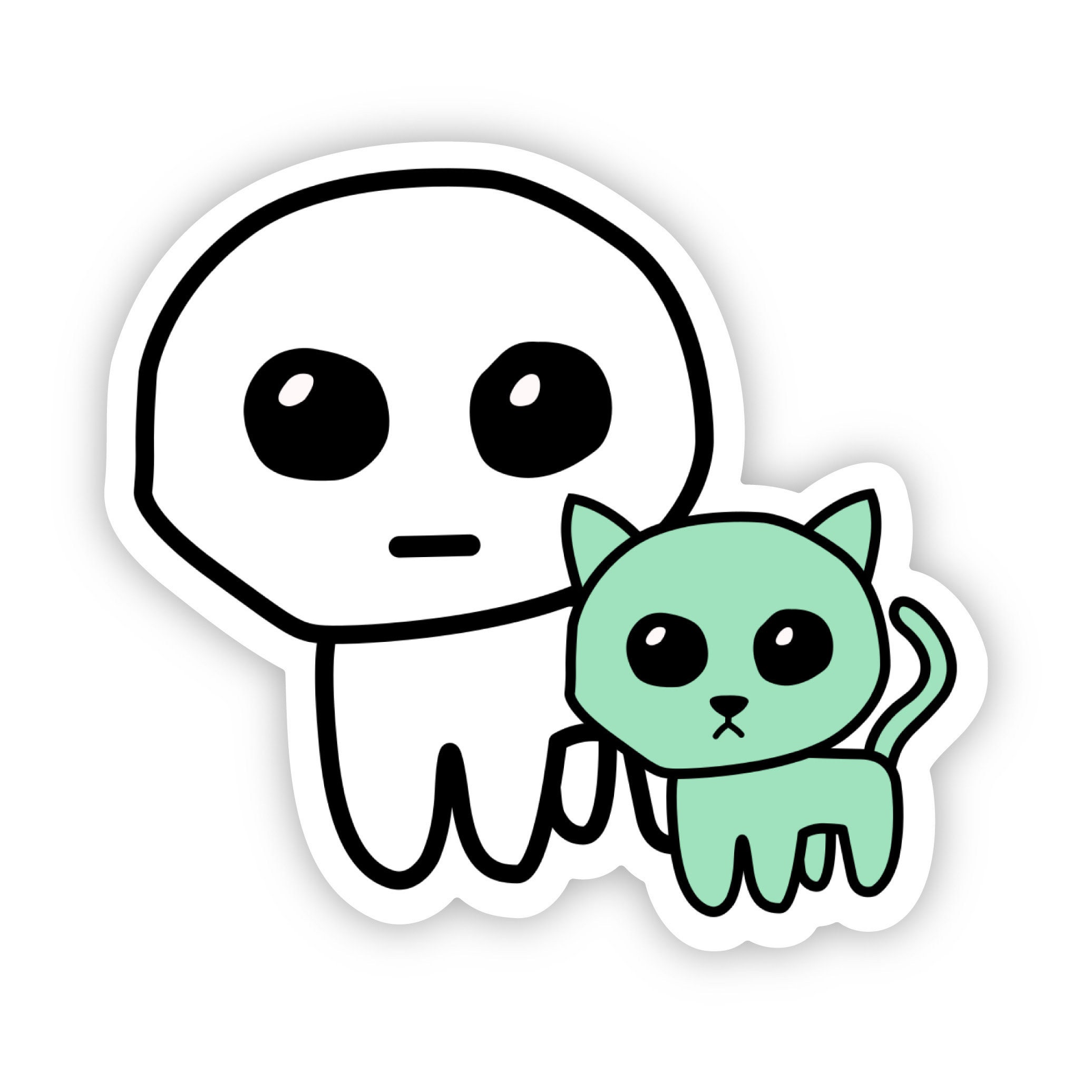 TBH Creature With Cat - Autism Creature Sticker (single Color) - Etsy