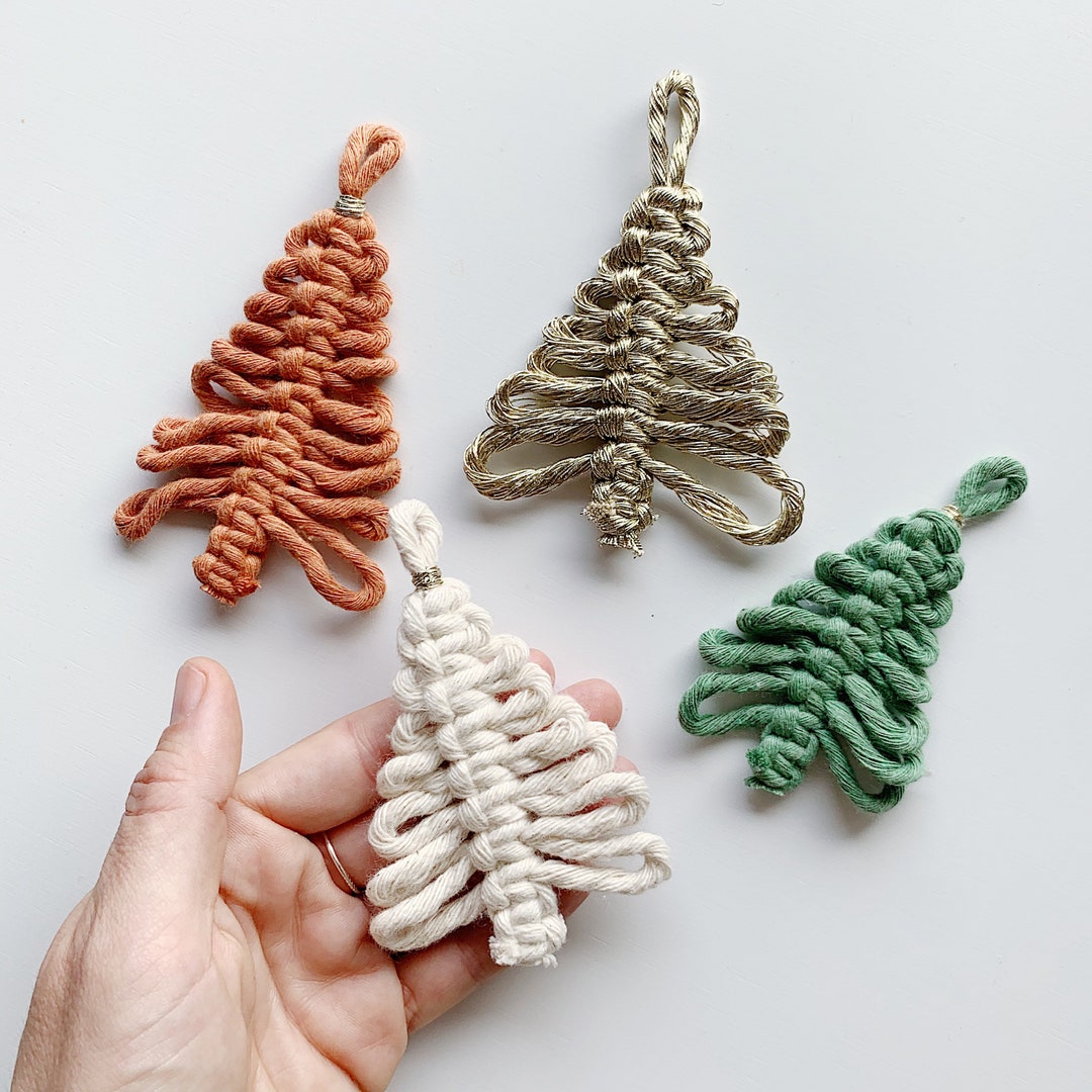 Green/white/gold Macramé Fir Tree Decoration CHRISTMAS - Etsy