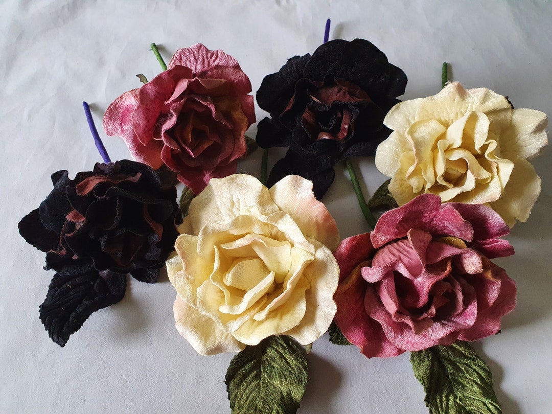 Large Velvet Roses. Velvet Flowers. Velvet Leaves. Millinery Flowers ...