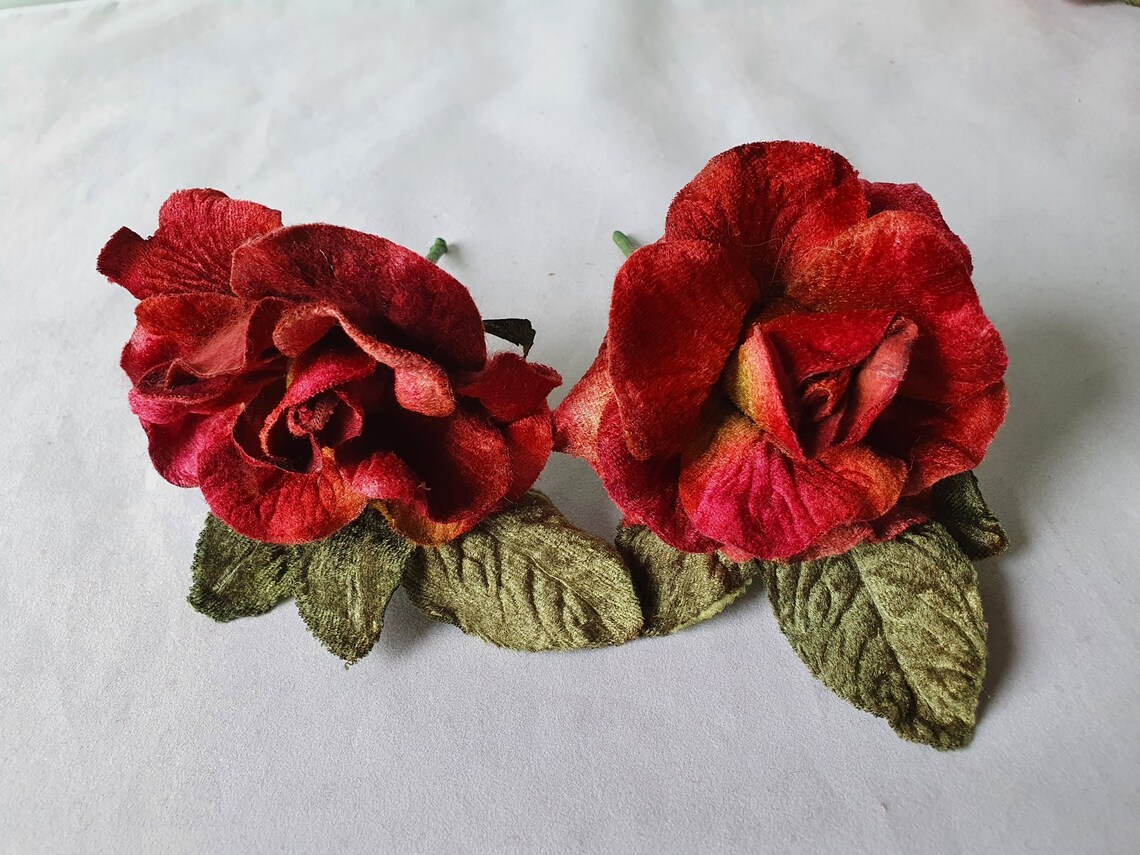 Velvet Roses. Velvet Flowers. Velvet Leaves. Millinery - Etsy