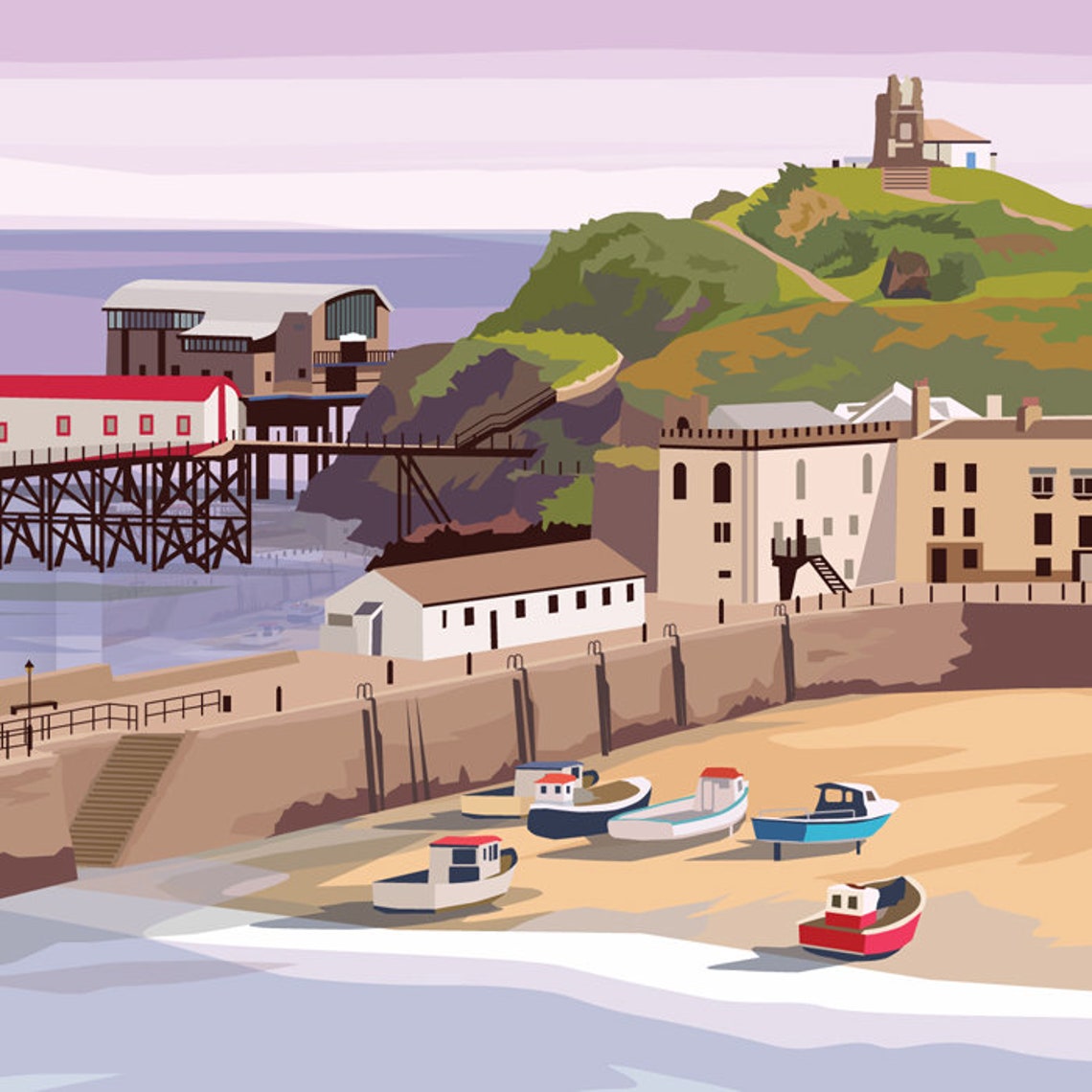 Tenby, Pembrokeshire, South Wales. HAND SIGNED Art Print/poster by ...