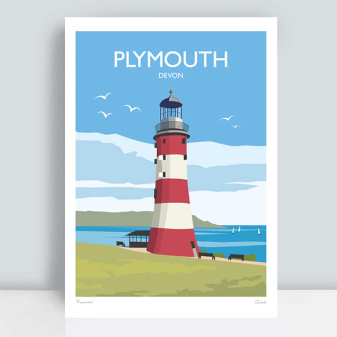 Plymouth Devon. HAND SIGNED Art Print/travel Poster by Julia | Etsy