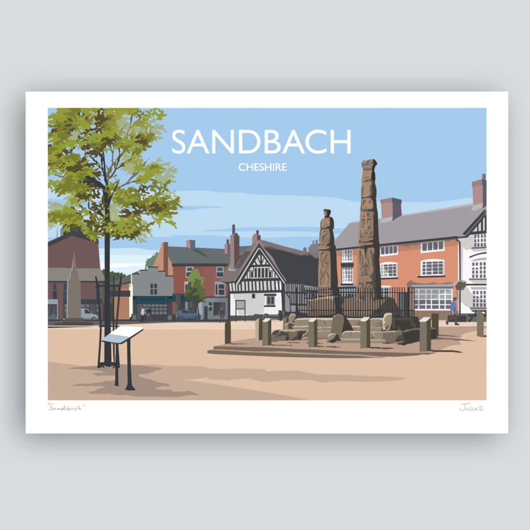 Sandbach, Cheshire. HAND SIGNED Art Print/travel Poster by Julias ...