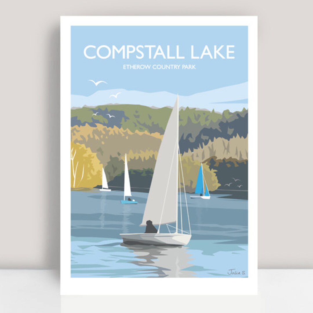 Compstall Lake, Etherow Country Park, Cheshire. Travel Art Print/poster ...