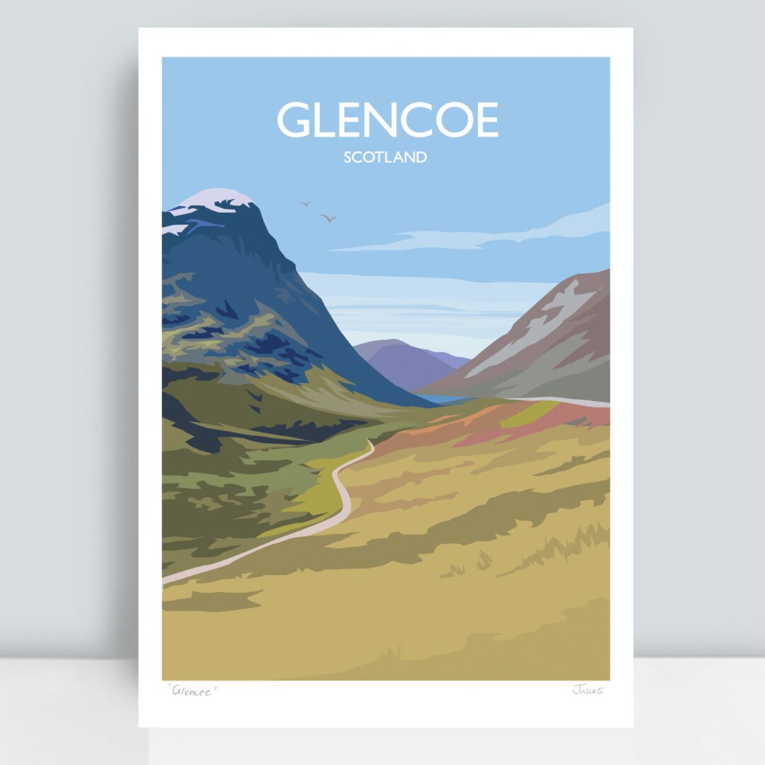 Glencoe, Scotland (blue Sky Version). A HAND SIGNED Art Print/travel ...