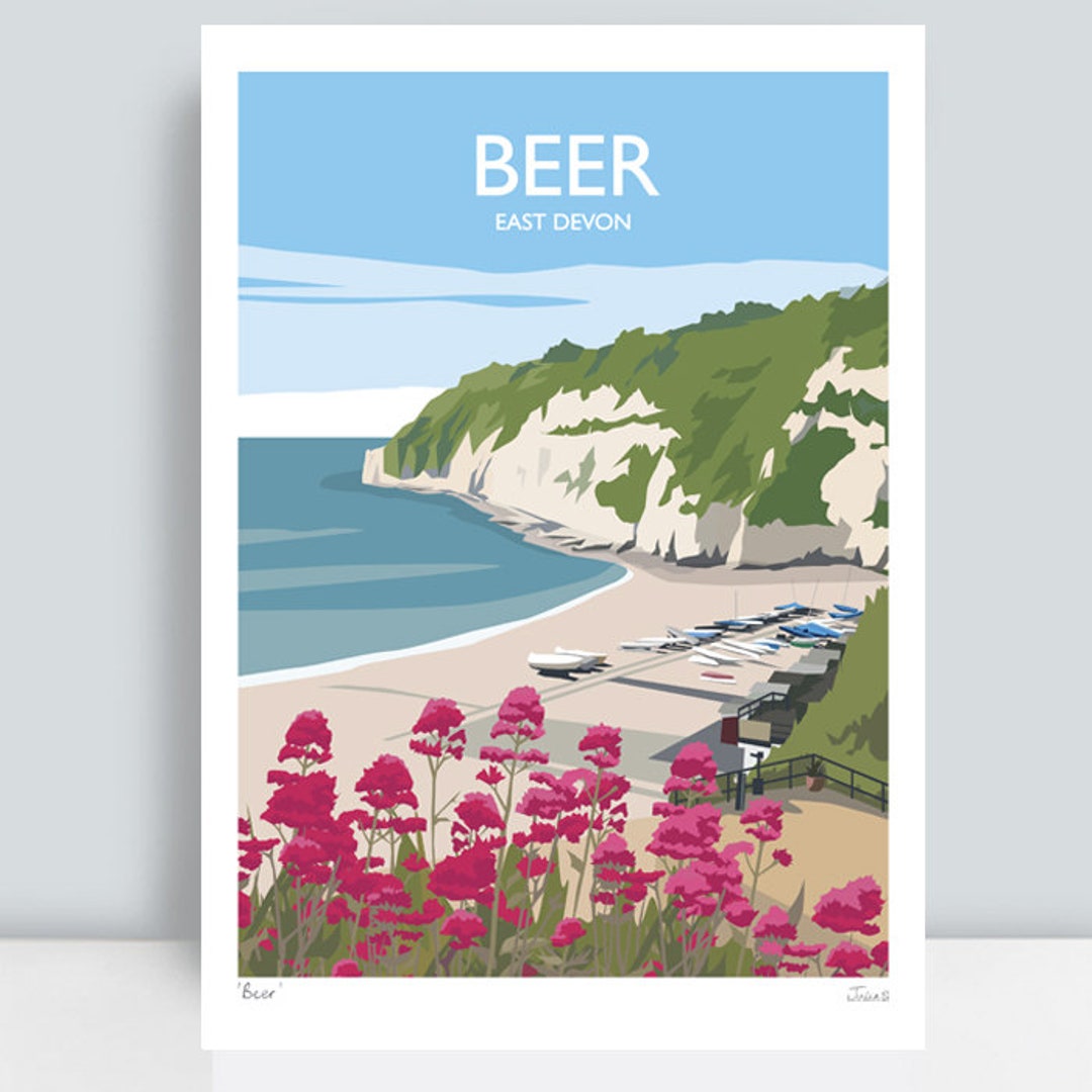 Beer, East Devon. HAND SIGNED Art Print/travel Poster by Julia Seaton ...