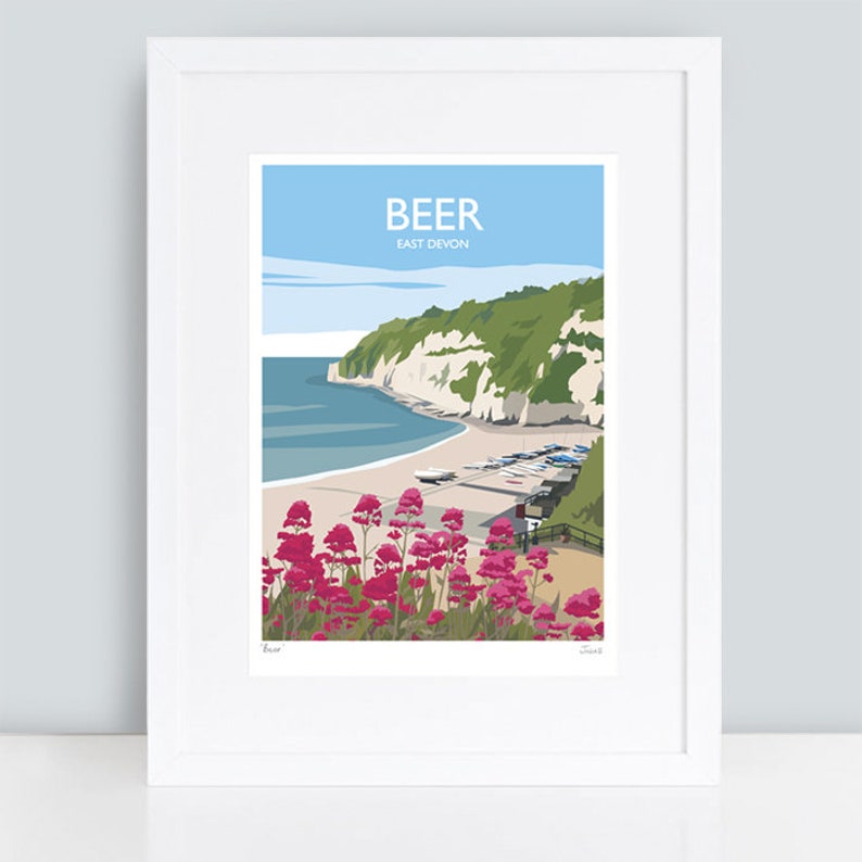 Beer, East Devon. HAND SIGNED Art Print/travel Poster by Julia Seaton ...