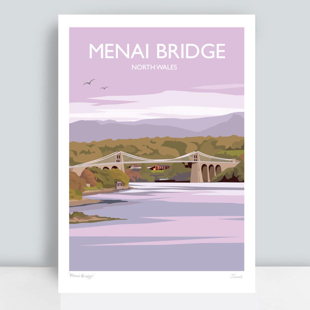 Menai Bridge, North Wales. Travel Art Print/poster by Julias ...