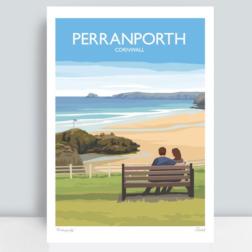 Mawgan Porth Cornwall. HAND SIGNED Art Print/travel Poster by - Etsy UK
