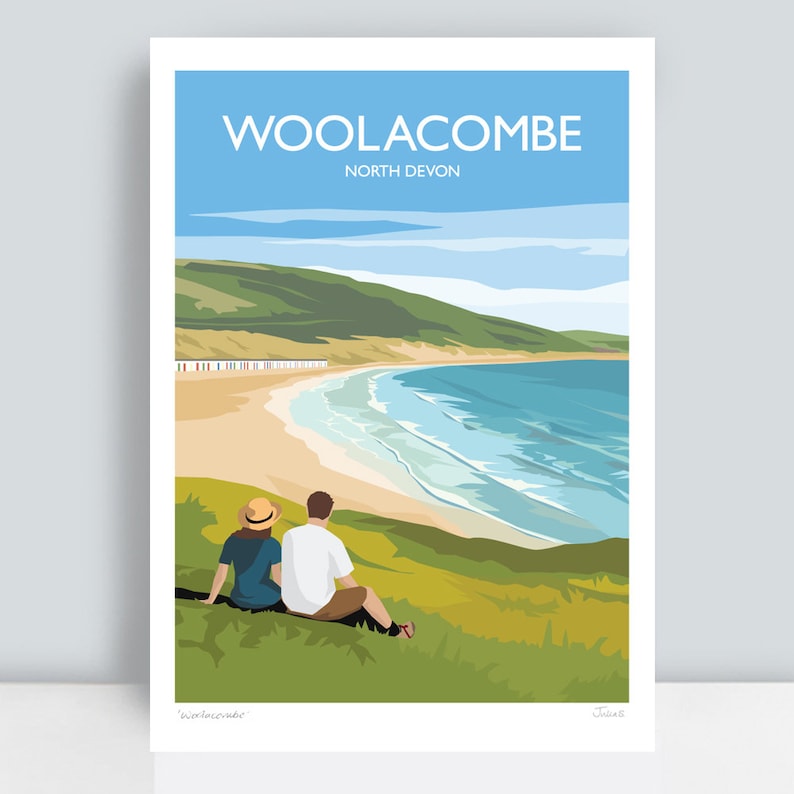 Woolacombe, North Devon. HAND SIGNED Art Print/travel Poster by Julia S ...