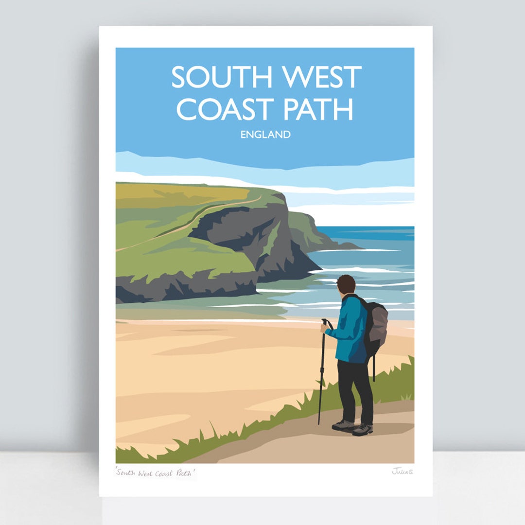 South West Coast Path, England. HAND SIGNED Art Print/travel Poster by ...