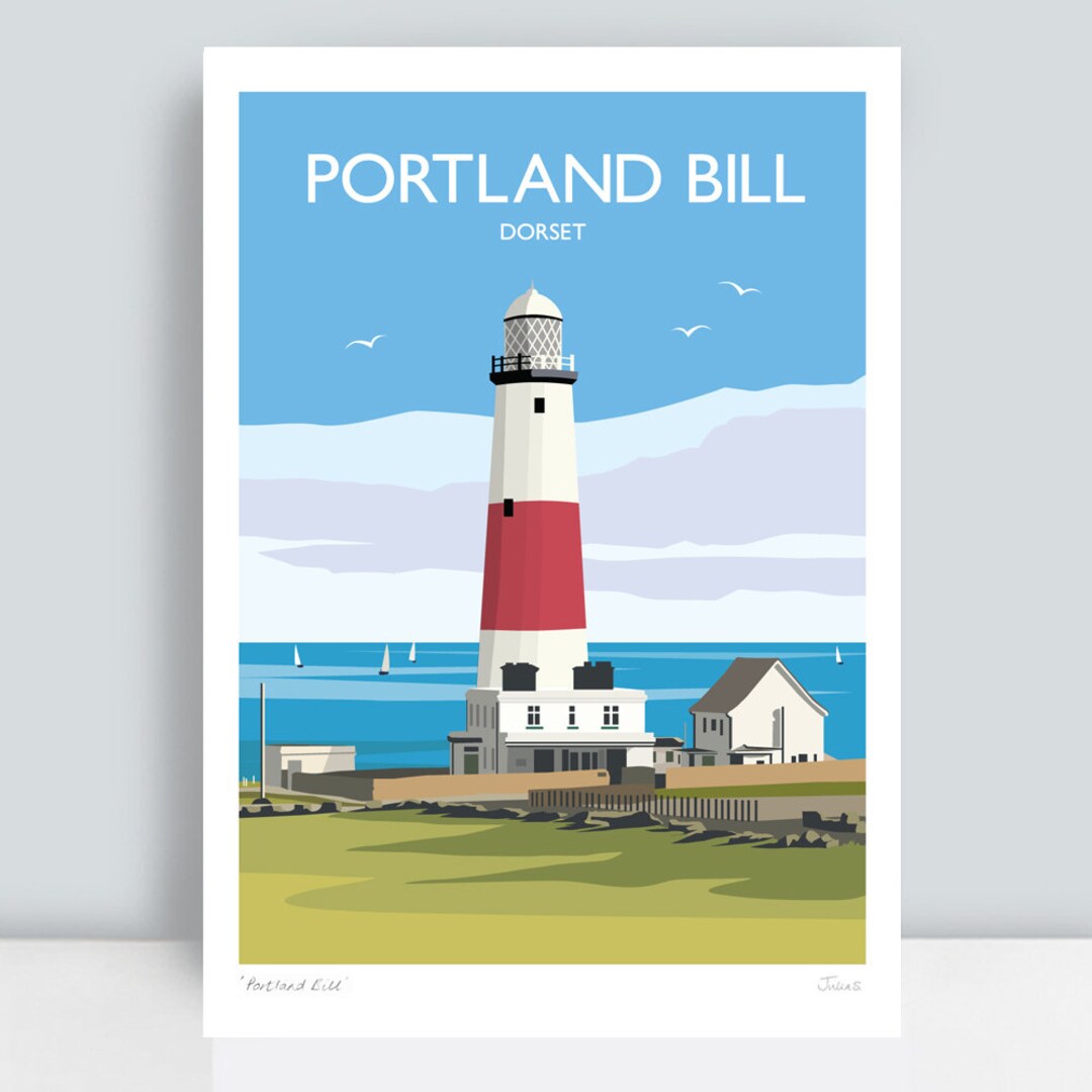 Portland Bill, Dorset. HAND SIGNED Art Print/travel Poster by Julia ...