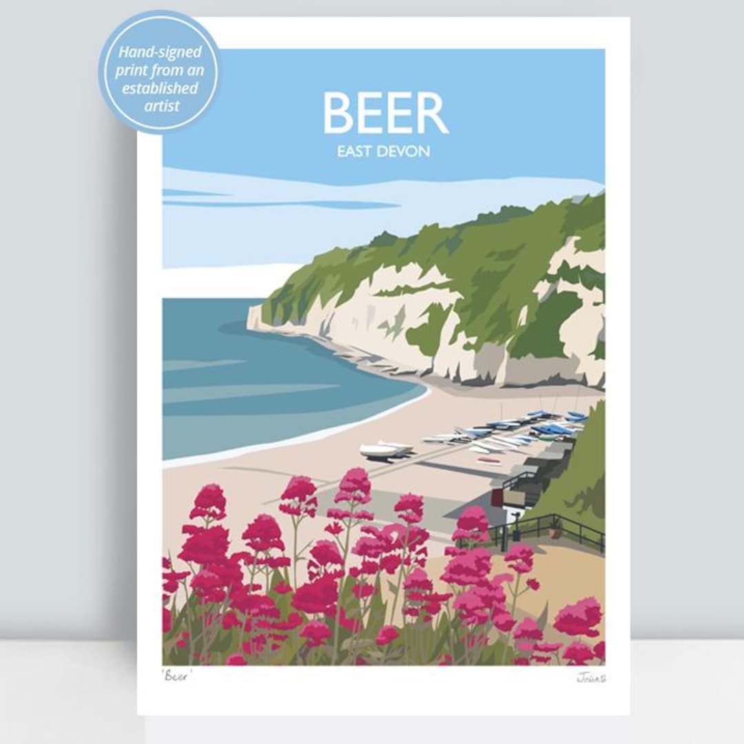 Beer, East Devon. HAND SIGNED Art Print/travel Poster by Julia Seaton ...