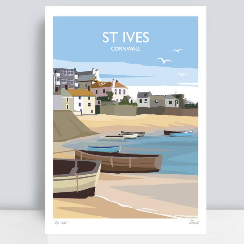 St Ives Cornwall. HAND SIGNED Art Print/travel Poster by - Etsy UK