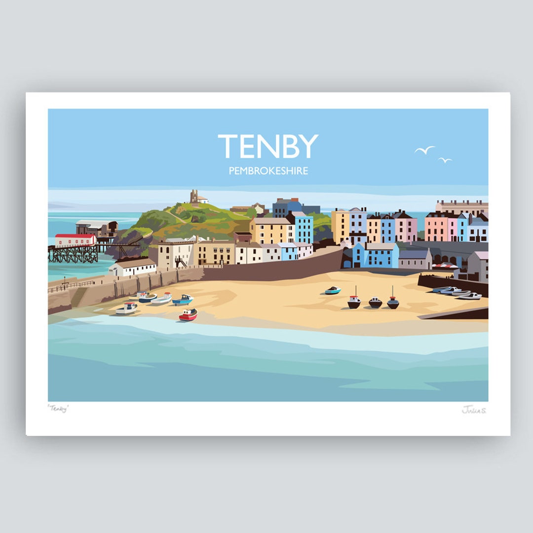 Tenby, Pembrokeshire, South Wales. HAND SIGNED Art Print/poster by ...