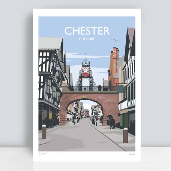 Chester Cheshire. HAND SIGNED Art Print/travel Poster by | Etsy UK