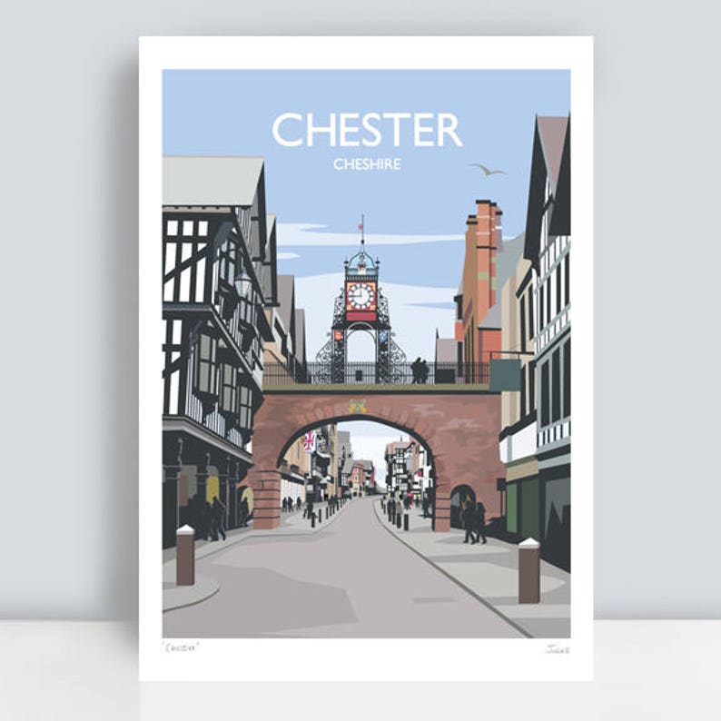 Chester Cheshire. HAND SIGNED Art Print/travel Poster by - Etsy UK