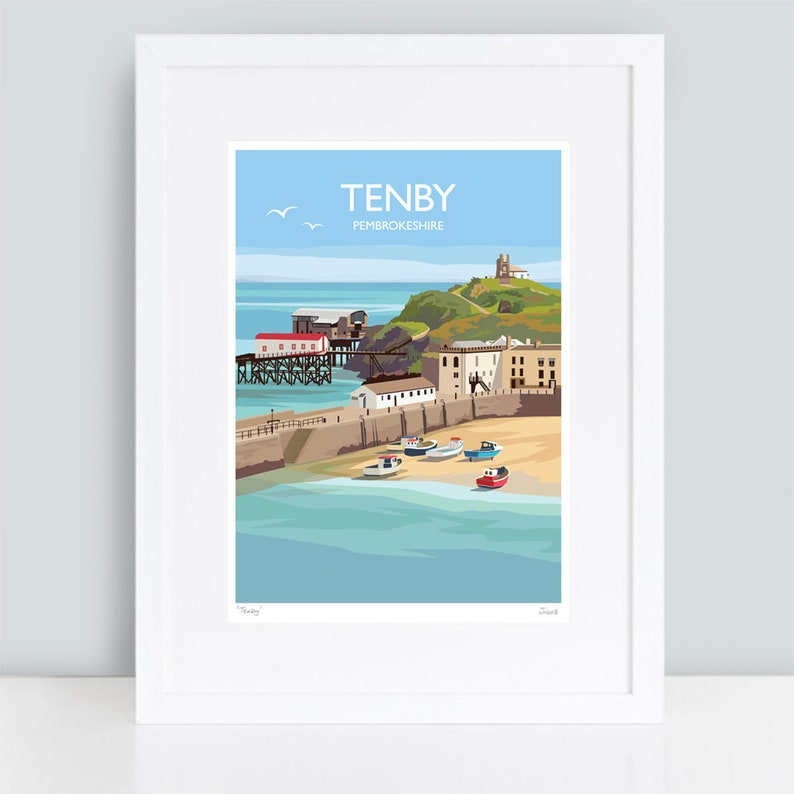 Tenby, Pembrokeshire, South Wales. HAND SIGNED Art Print/poster by ...