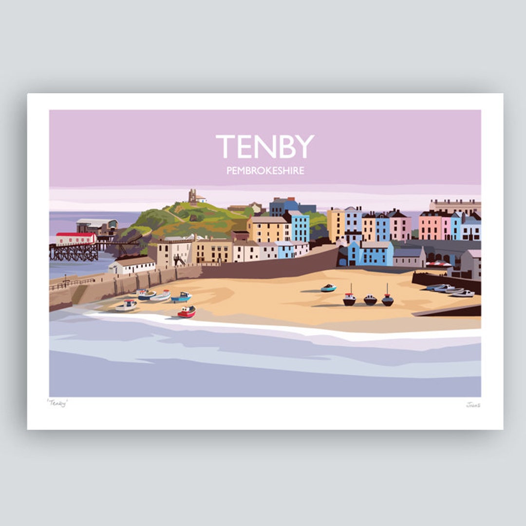 Tenby, Pembrokeshire, South Wales. HAND SIGNED Art Print/poster by ...