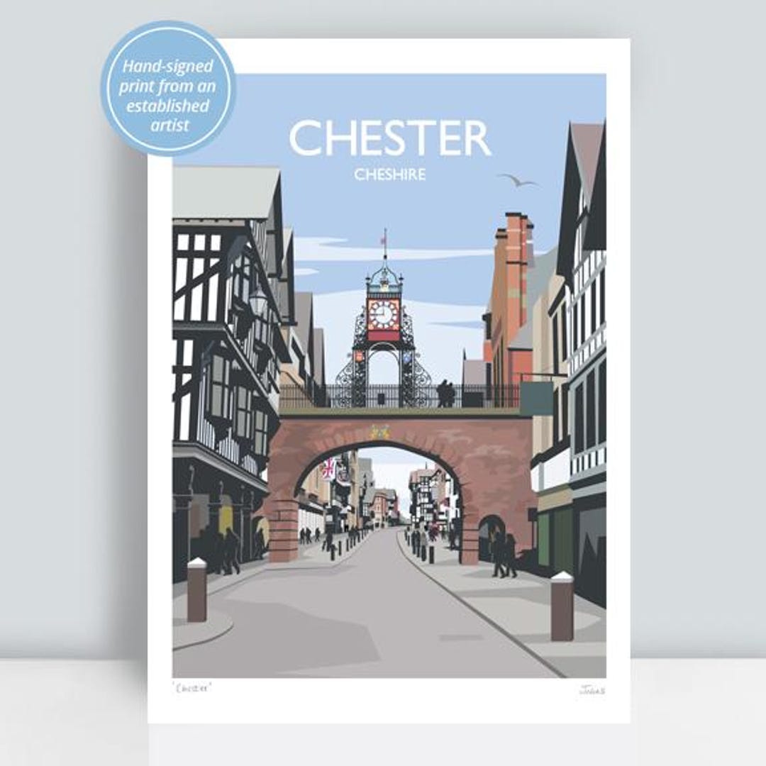 Chester, Cheshire. HAND SIGNED Art Print/travel Poster by Julias ...