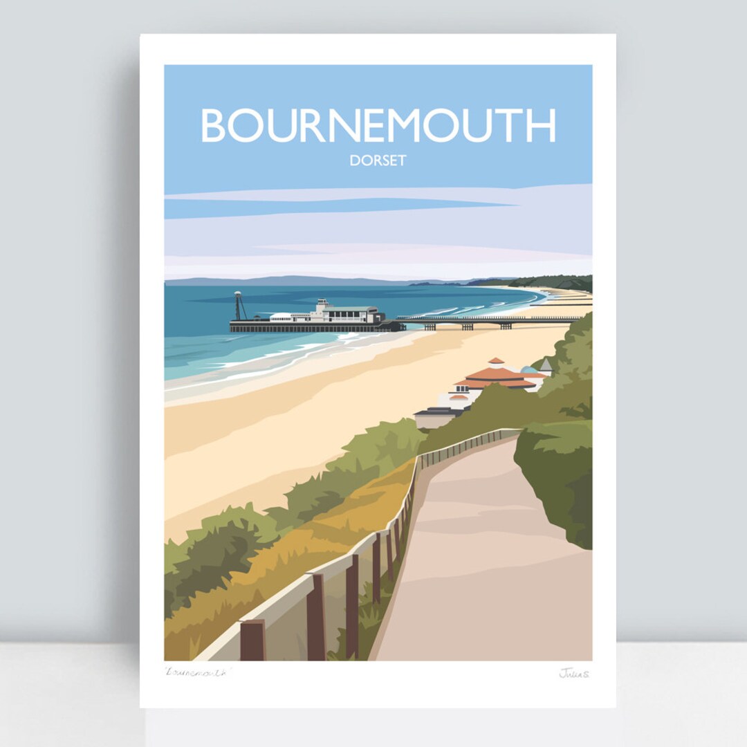 Bournemouth, Dorset. HAND SIGNED Art Print/travel Poster by Julia S ...
