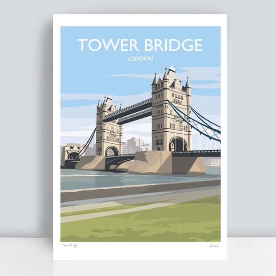 Tower Bridge London. HAND SIGNED Art Print/travel Poster by | Etsy
