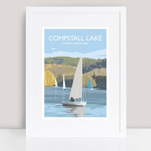 Compstall Lake, Etherow Country Park, Cheshire. Travel Art Print/poster ...