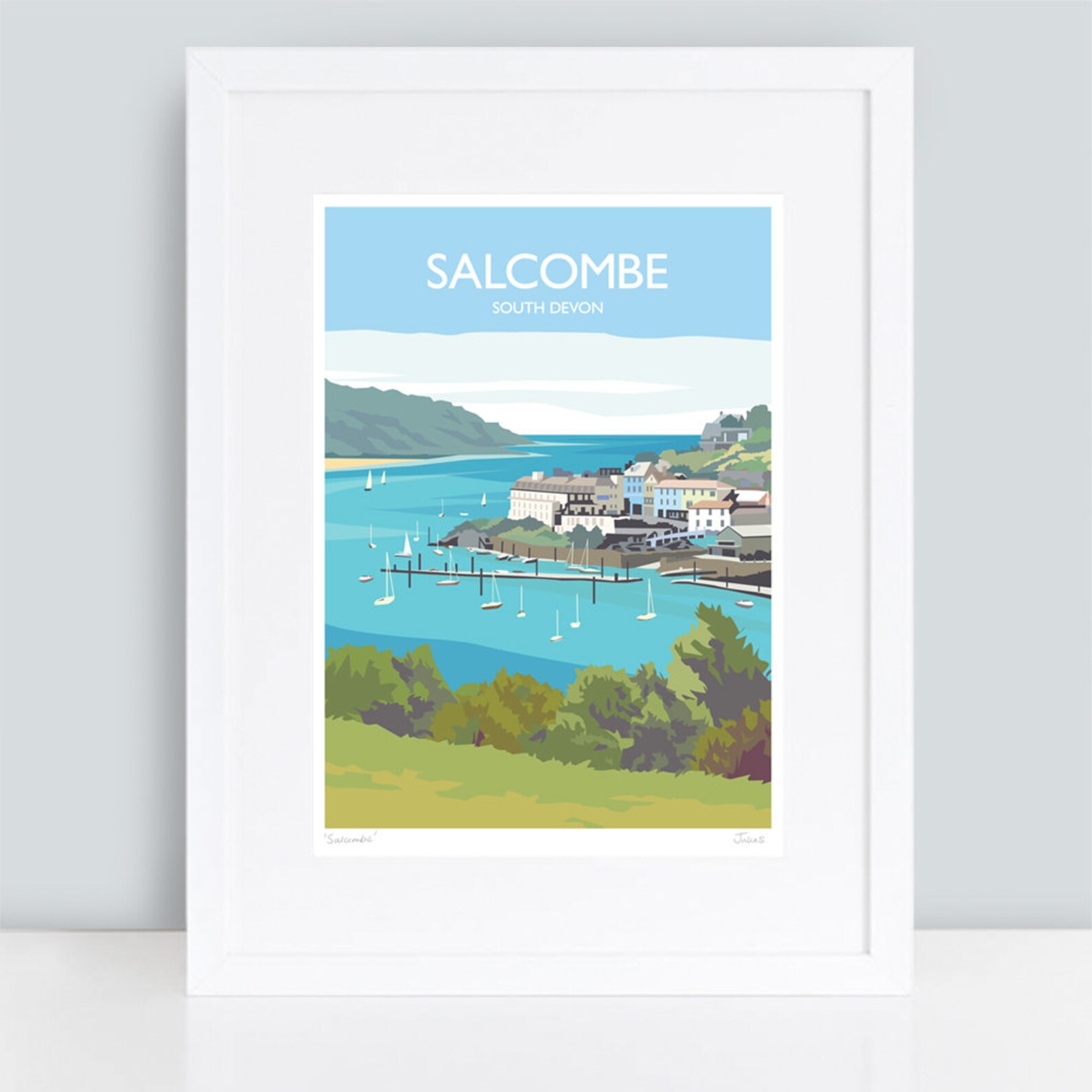 Salcombe South Devon. HAND SIGNED Art Print/Travel Poster by | Etsy