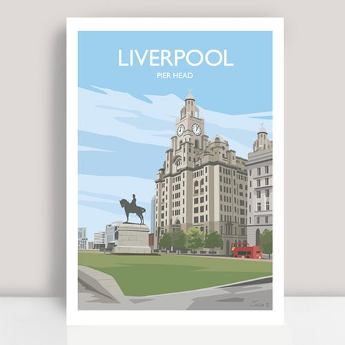 The Liver Building Print Liverpool Wall Art Three Graces - Etsy