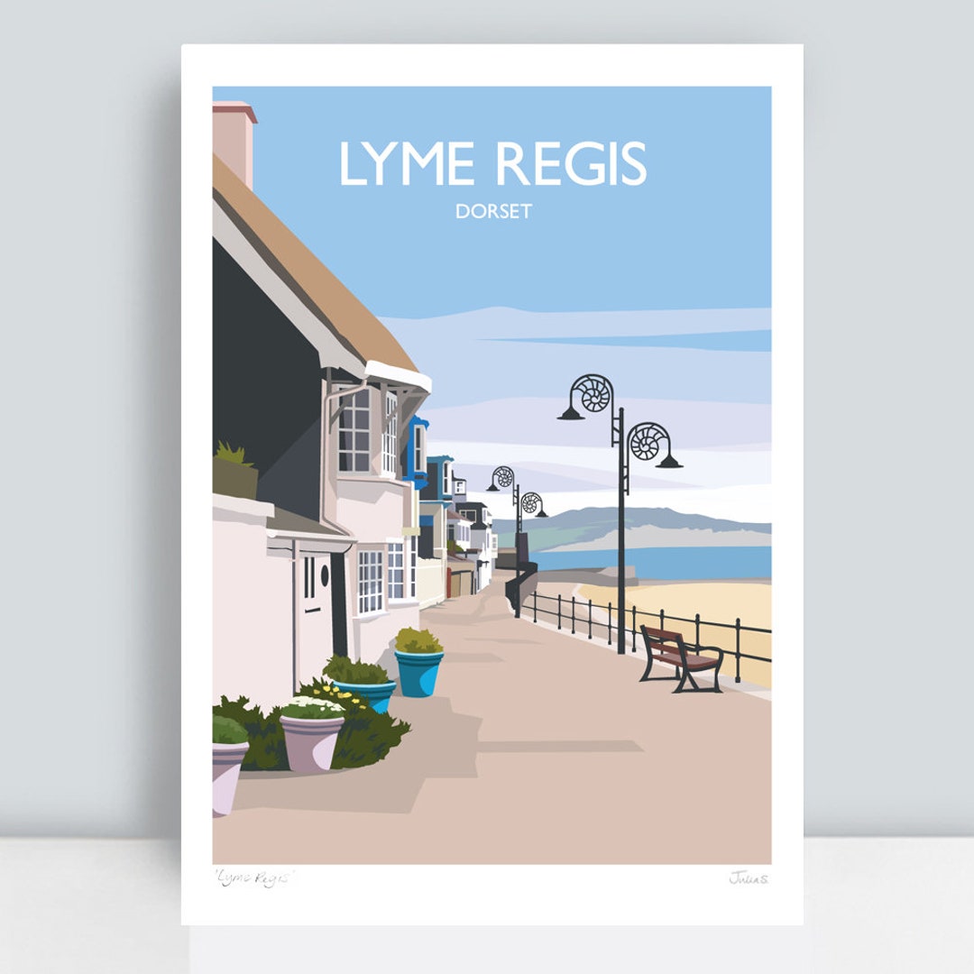 Lyme Regis, Dorset. Travel Art Print/poster by Julia Seaton. Hand Drawn ...