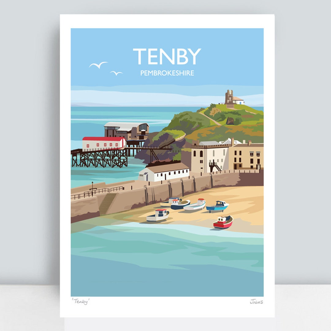Tenby, Pembrokeshire, South Wales. HAND SIGNED Art Print/poster by ...