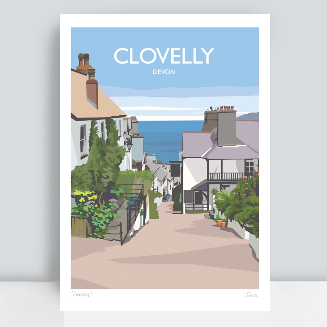 Clovelly, Devon. HAND SIGNED Art Print/travel Poster by Julias ...