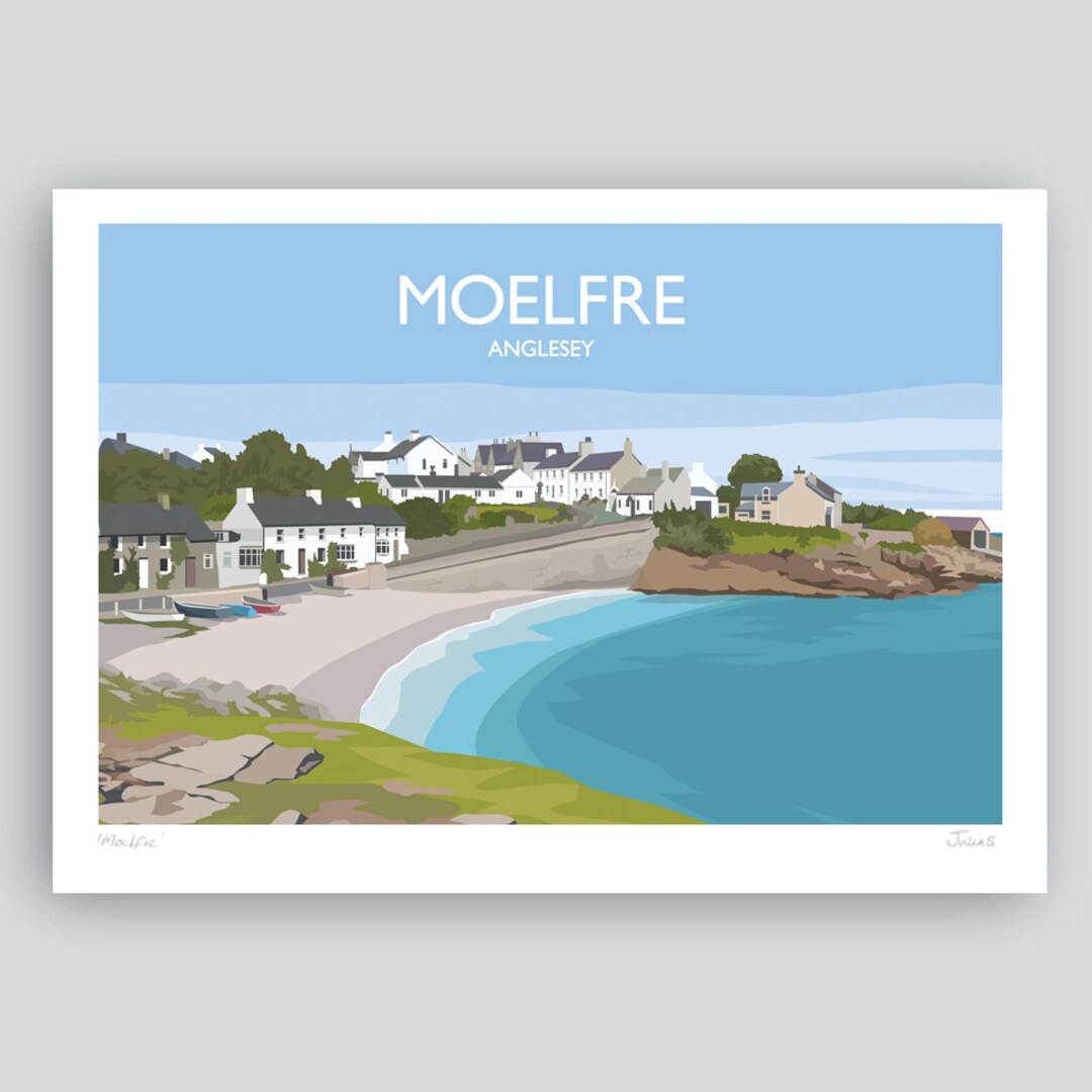 Moelfre, Anglesey. landscape Version. HAND SIGNED Art Print/travel ...