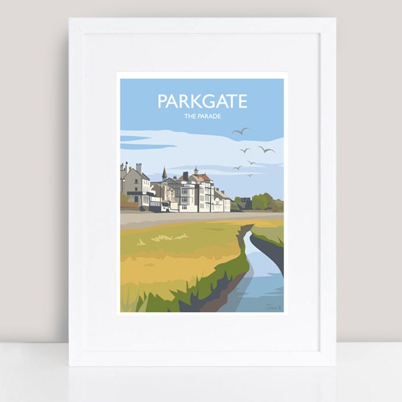 Parkgate, the Parade, Wirral. Travel Poster Print by Julia Seaton ...