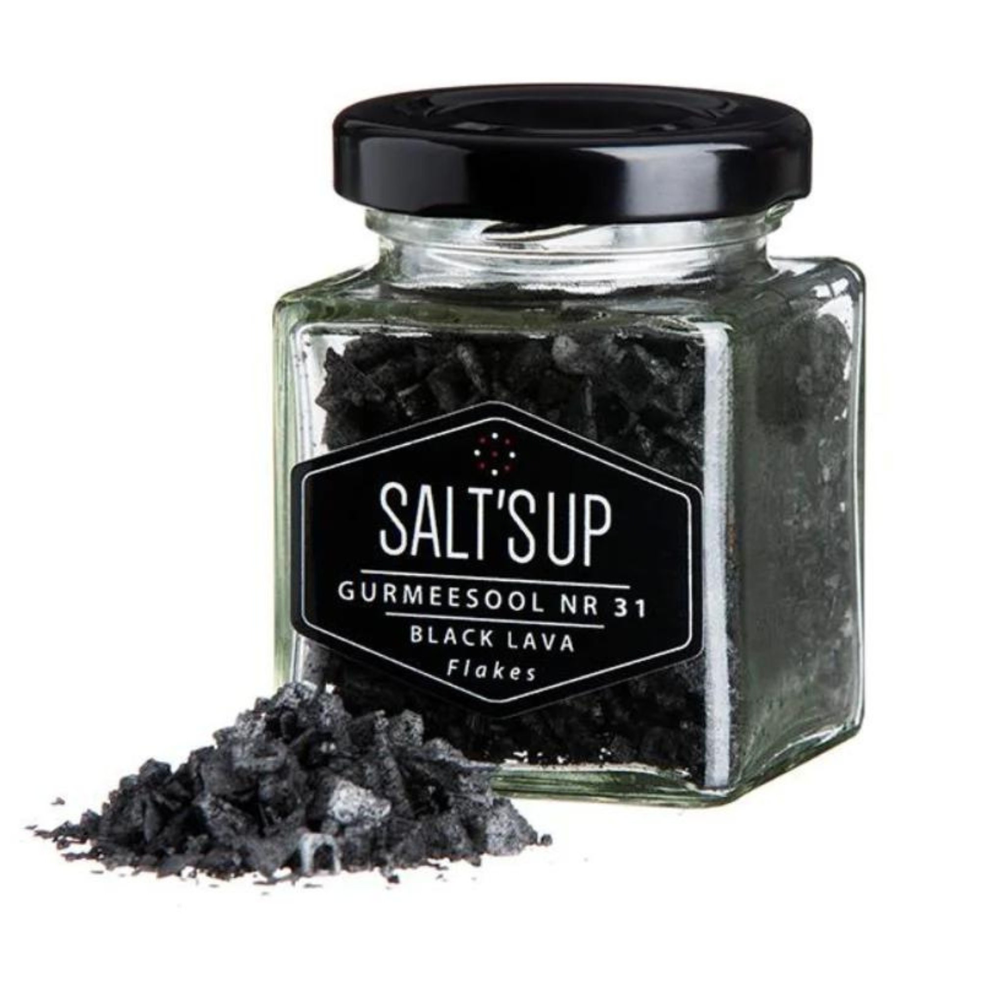 Black Lava Salt Flakes I Gourmet Salts 45g / 1.58 Oz Glass Jar an ...