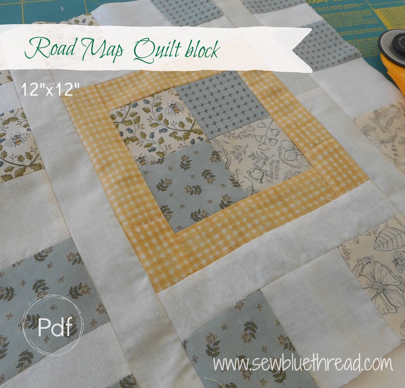 Road Map, Quilt Block PDF Pattern - Etsy