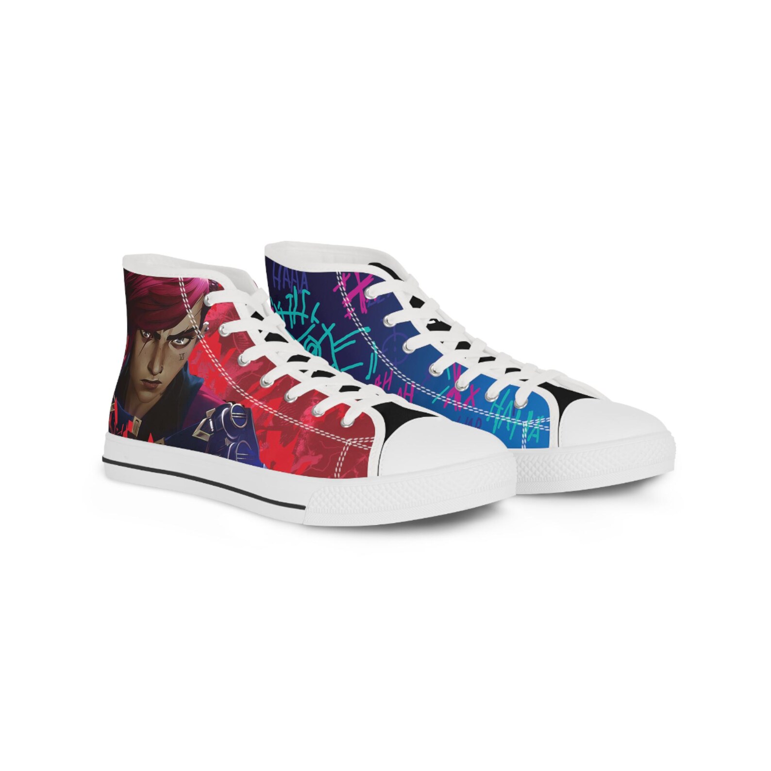Arcane (jinx and Vi) Cartoon Tv Show Inspired High Top Converse - Etsy