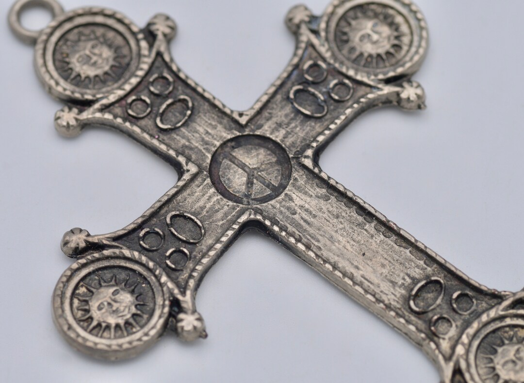 1970s Peace Hippy Cross Religious Pendant, // More Peace in the World ...