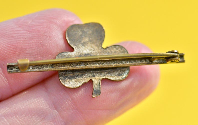Antique Green Enamel Brooch Pin Clover - Etsy