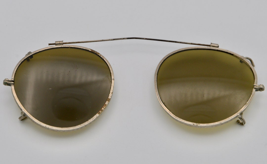 Vintage WW2 Aviator Style Clip on Olive Green Sunglasses / Steampunk - Etsy