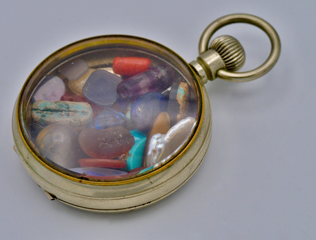 Large Repurposed Gem Filled Pocket Watch - Etsy